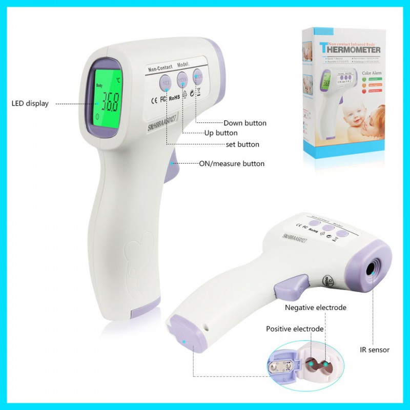 Non-Contact Digital Infrared Forehead Body Thermometer With 3 Color ...
